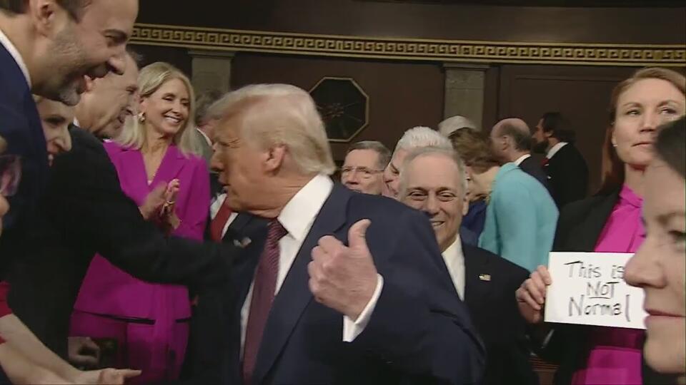 'This is Not Normal' sign seen during Trump speech - NewsBreak