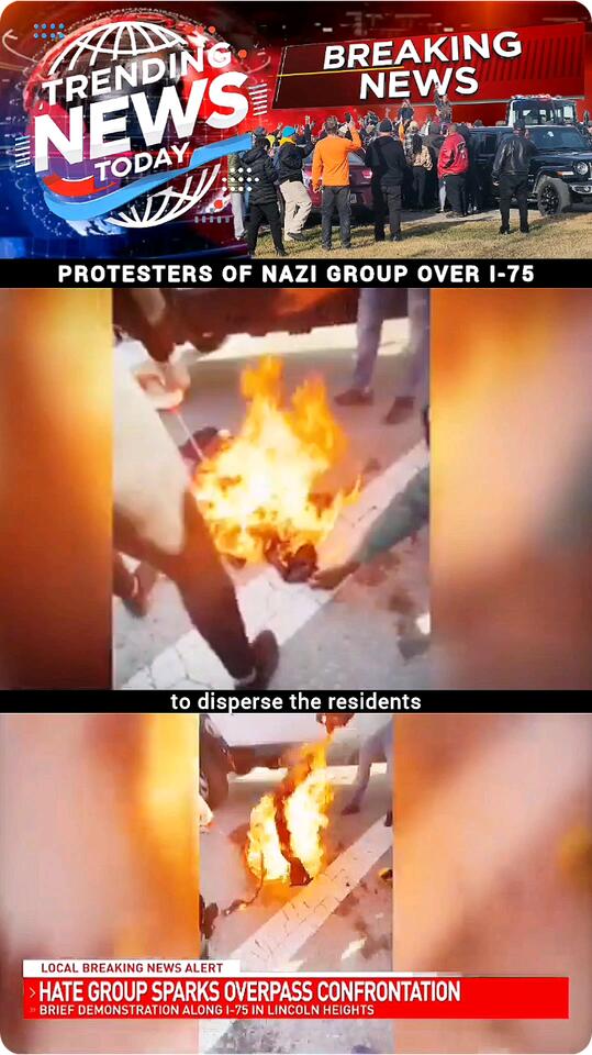 Demonstrators with Nazi flags leave Cincinnati-area highway overpass ...