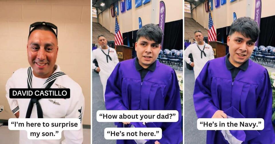 Navy dad who was supposed to be overseas travels 17 hours to surprise ...