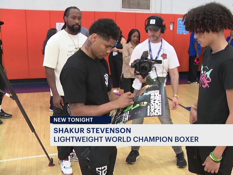 Champion boxer Shakur Stevenson meets with kids at Newark Boys & Girls Club