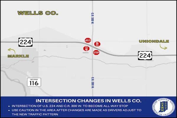 INDOT: All-way stop coming to US 224 in Wells County - NewsBreak