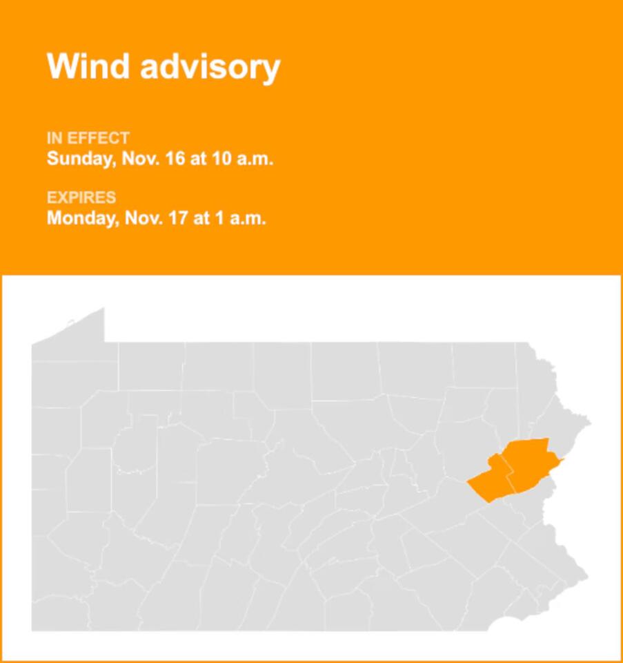 Carbon and Monroe counties under a wind advisory Sunday and Monday ...