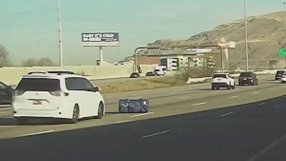 Video shows moment van hits debris on I-15, demonstrating dangers of ...