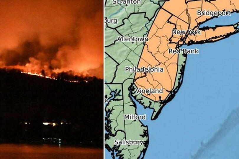 New Jersey wildfires: Maps show huge area at risk as blaze lights sky ...