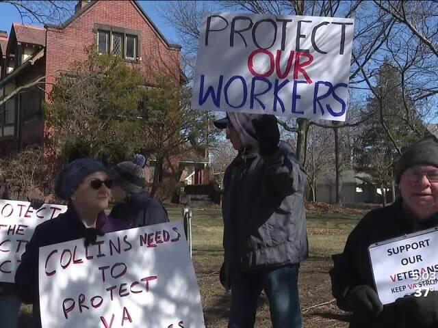 Small group of veterans, workers and advocates rally against VA layoffs ...