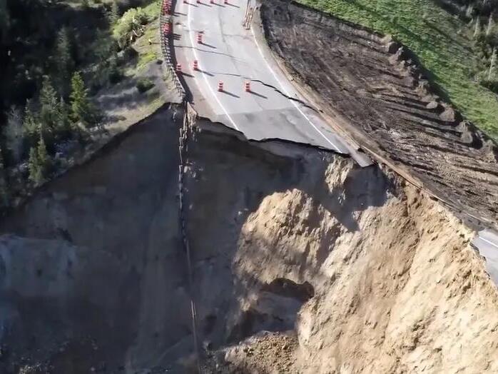 Teton Pass, section of highway in Wyoming, collapses in mudslide