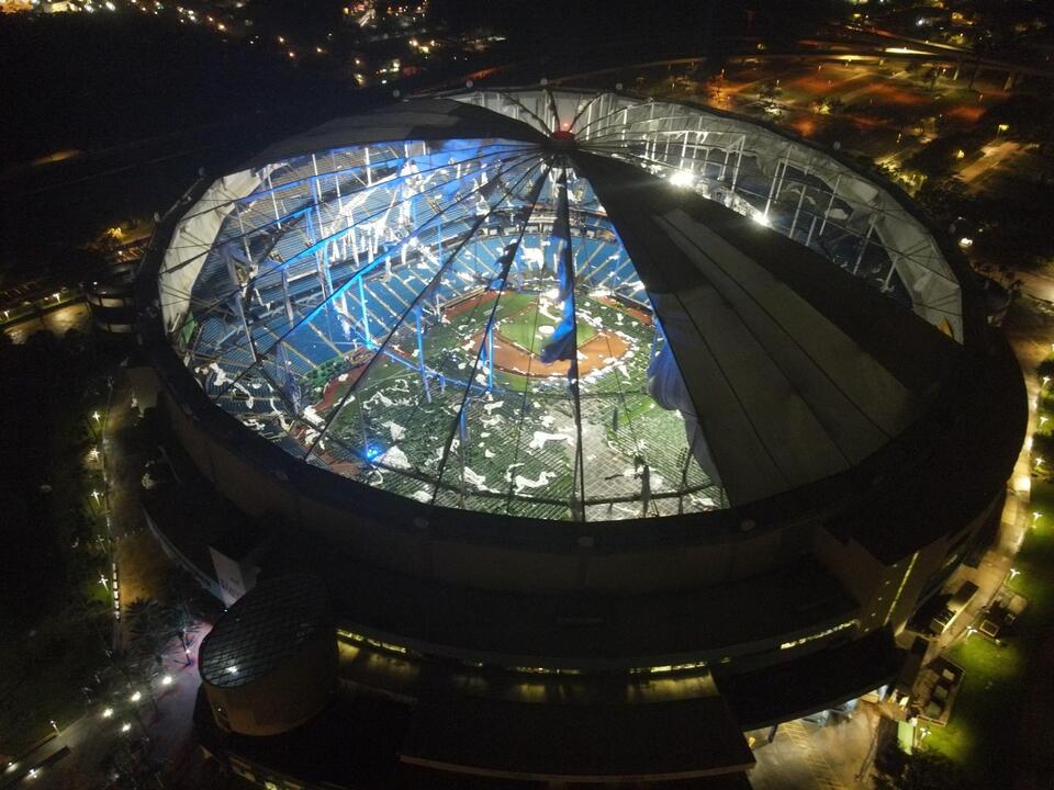 Hurricane Milton rips off the roof of MLB’s Tropicana Field, home to ...