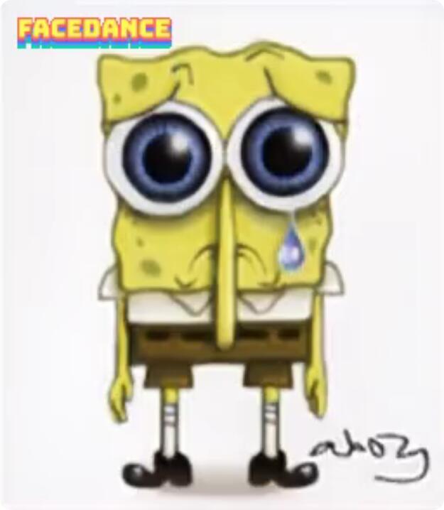 this is SpongeBob but he sad because his house got destroyed by a ...