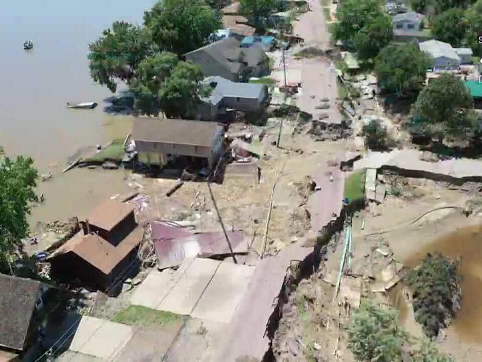 Drone video showing the flooding in the McCook Lake area as of June 26