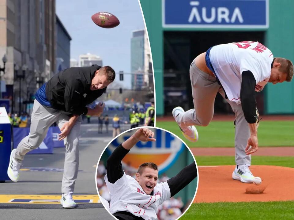 Rob Gronkowski brings signature ‘Gronk spike’ to 2024 Boston Marathon ...