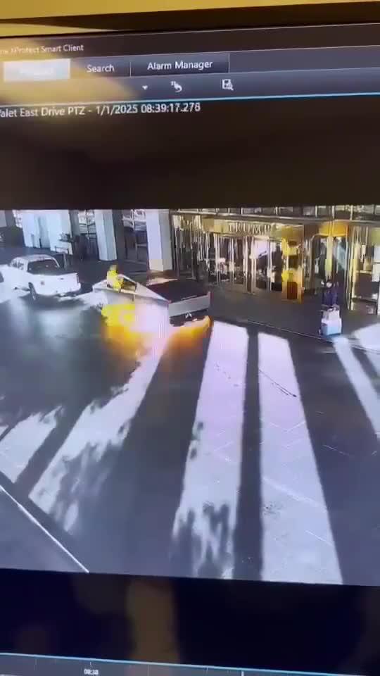 🚨New footage of the Tesla Cybertruck exploding in front of the Trump ...