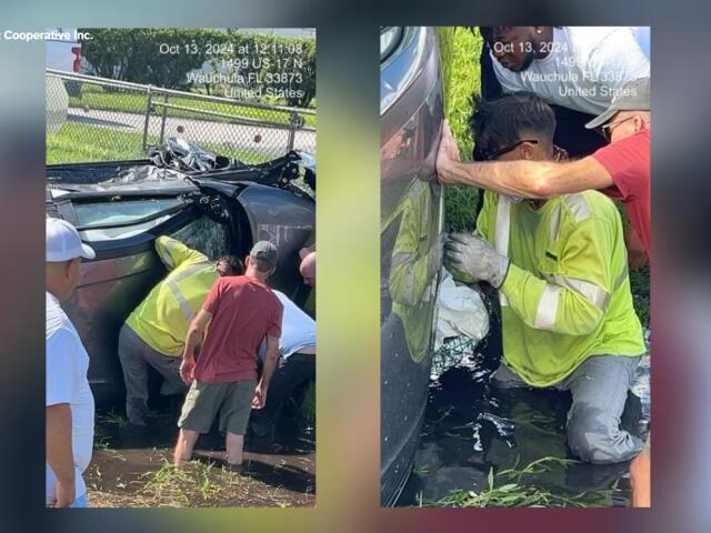 Lineman helps save two people stuck in overturned vehicle in Florida ...