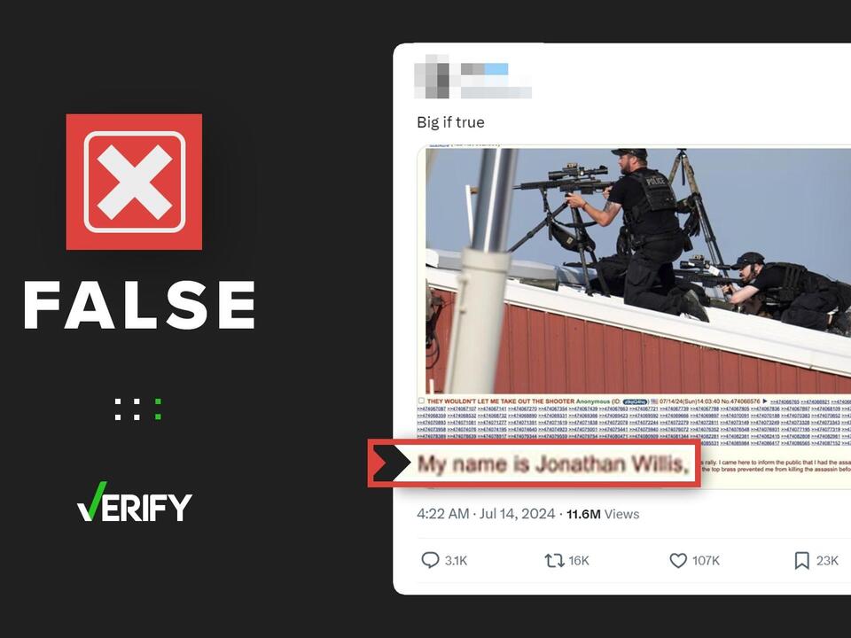 Sniper named Jonathan Willis wasn't at Trump rally shooting