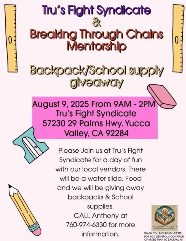 Tru’s Fight Syndicate in Yucca Valley holding “Back to School Supply ...