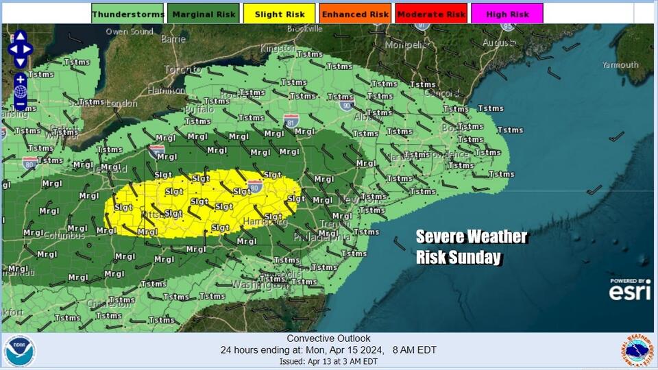 Severe weather risk Indiana to New Jersey Sunday. Plains & Midwest see severe weather risk ...