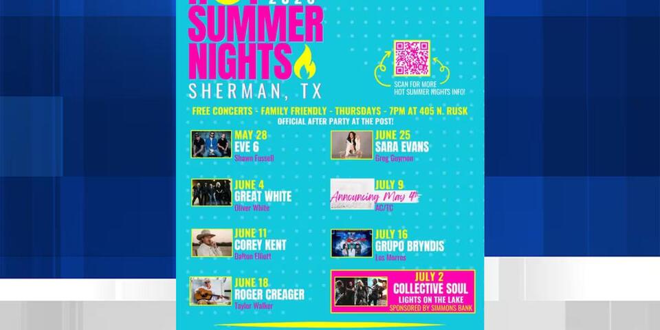 Lineup revealed for Sherman’s Hot Summer Nights - NewsBreak