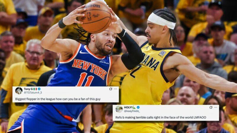 Jalen Brunson Is Getting Called Out For Flopping After Controversial Foul Call On Andrew ...