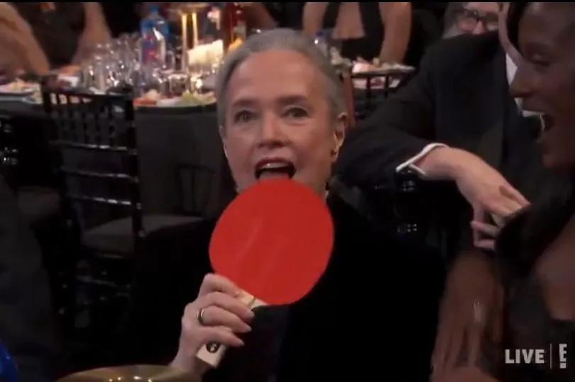 Kathy Bates, 77, licks ping pong paddle as she 'gets to spank Timothée ...