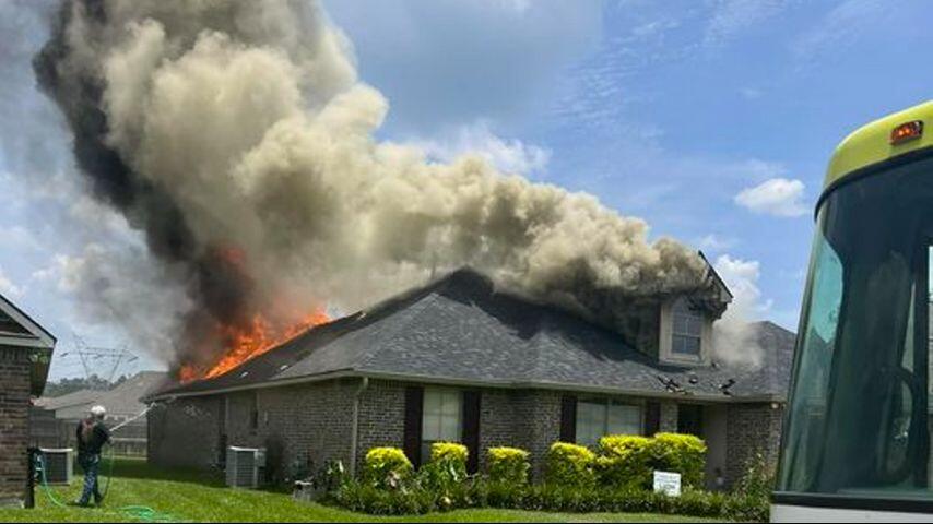 Home in Denham Springs neighborhood on fire Monday afternoon - NewsBreak