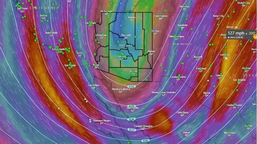 Longwave Trough Anchors Over Arizona through the Weekend with Rain ...