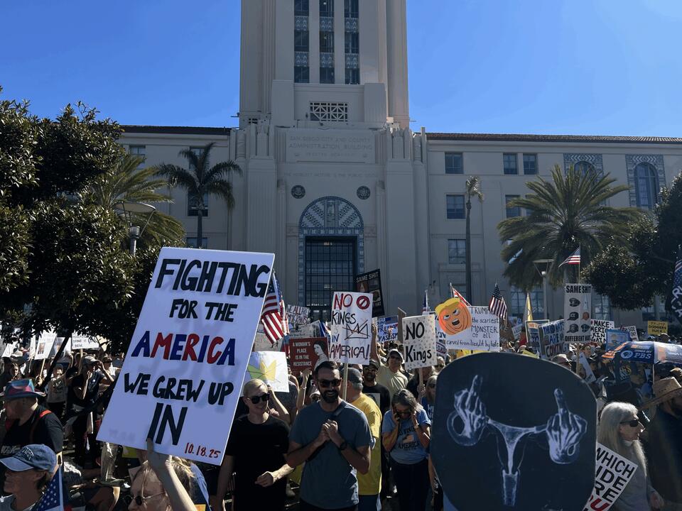 ‘No Kings’ movement unites thousands of San Diegans in protest - NewsBreak