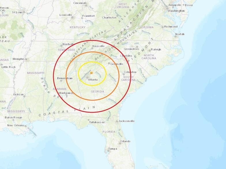 Earthquake Shakes Atlanta, Georgia Suburbs