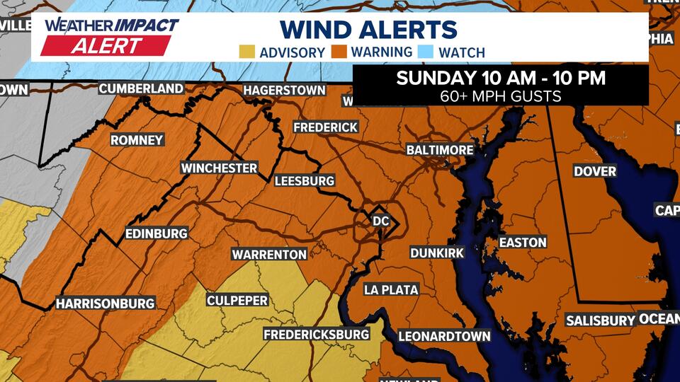 DMV overnight forecast | Feb. 15, 2025 - High Wind Warning issued ...