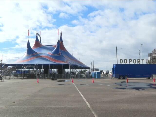 The circus comes to town: Big top goes up outside The Diamond in ...