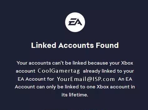Xbox account already linked to your EA Account