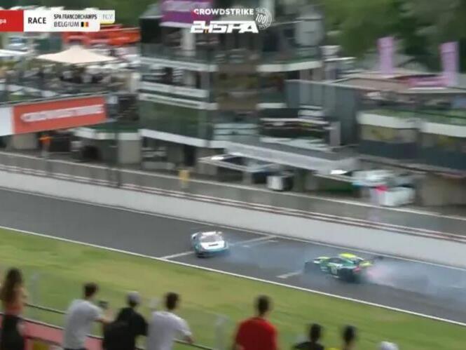 Terrifying moment race car bursts into flame after rival smashes into ...