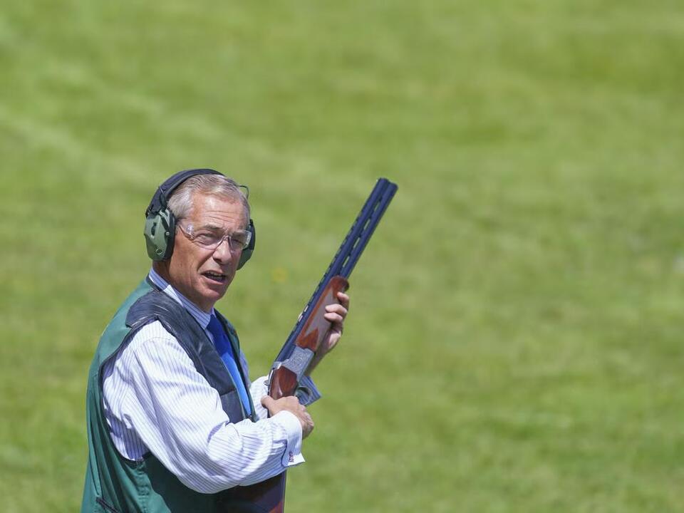 Nigel Farage enjoys clay pigeon shoot on campaign trail