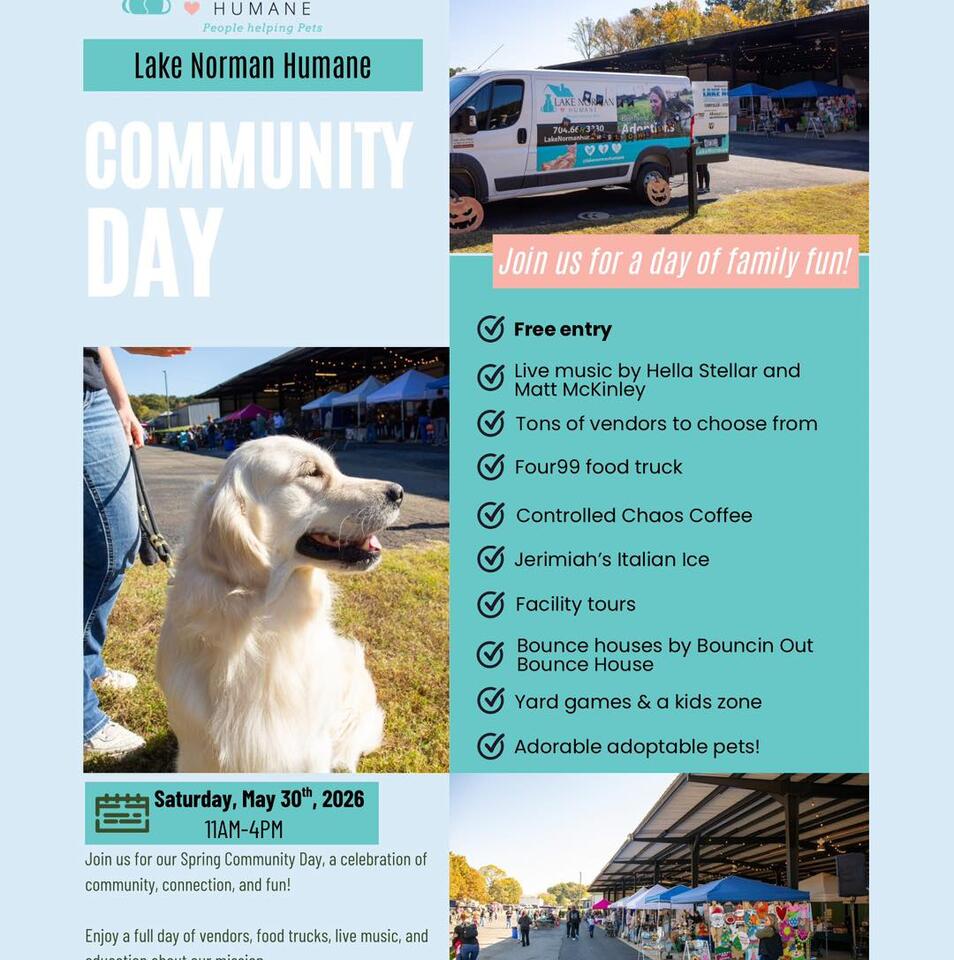 Lake Norman Humane hosts Spring Community Day May 30 - NewsBreak