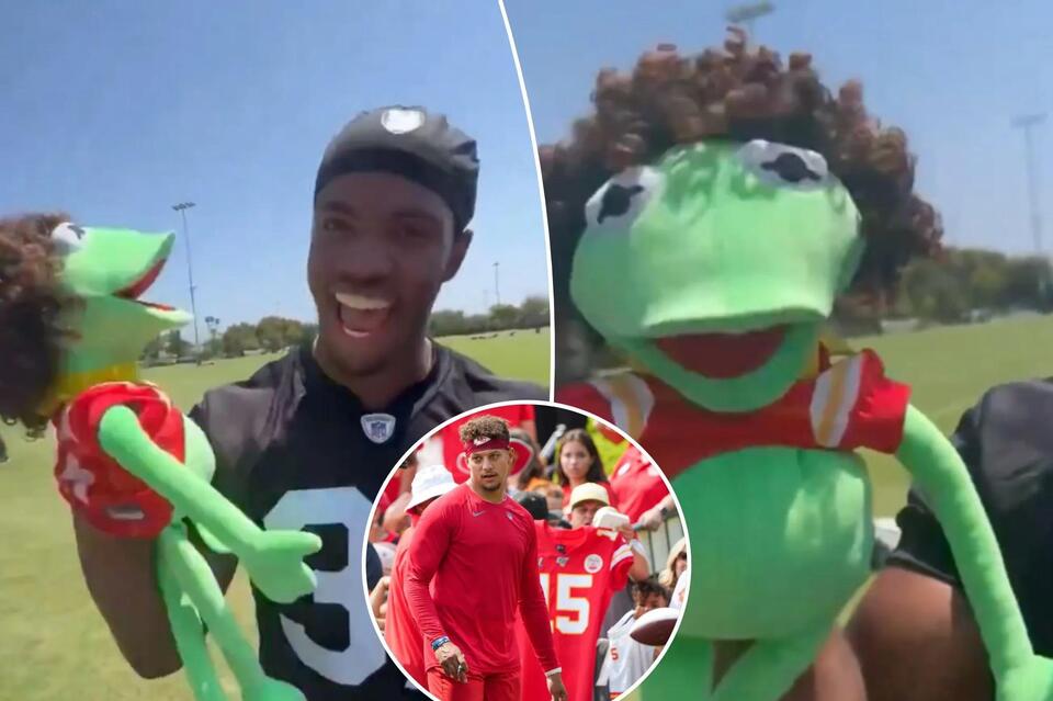Raiders troll Patrick Mahomes, Chiefs with Kermit doll — before trainer ...