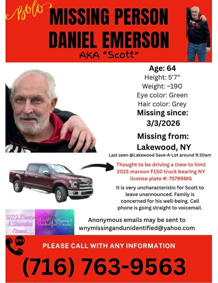 Missing Person Alert: 64-Year Old Daniel “Scott” Emerson Missing From ...