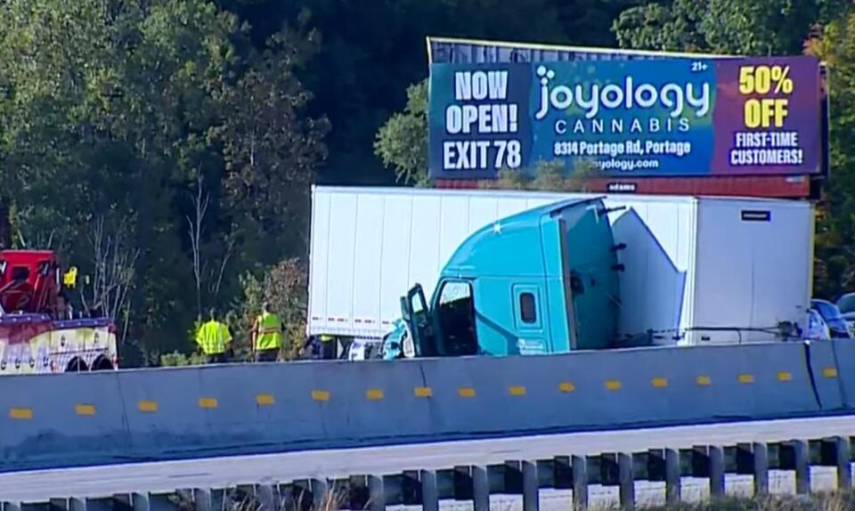 Military vehicle hits semi truck while changing lanes, sparking 8 ...