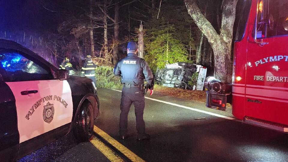 Driver trapped after car strikes tree in Plympton - NewsBreak