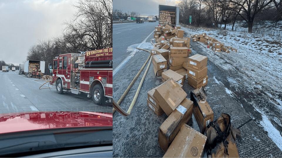 Hundreds of packages unloaded from truck-trailer fire on I-81 ...