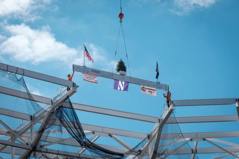 Photos: Ryan Field tops out with ceremony for raising final steel beam ...
