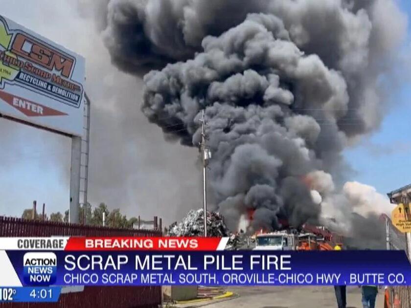 Scrap Metal Pile Fire