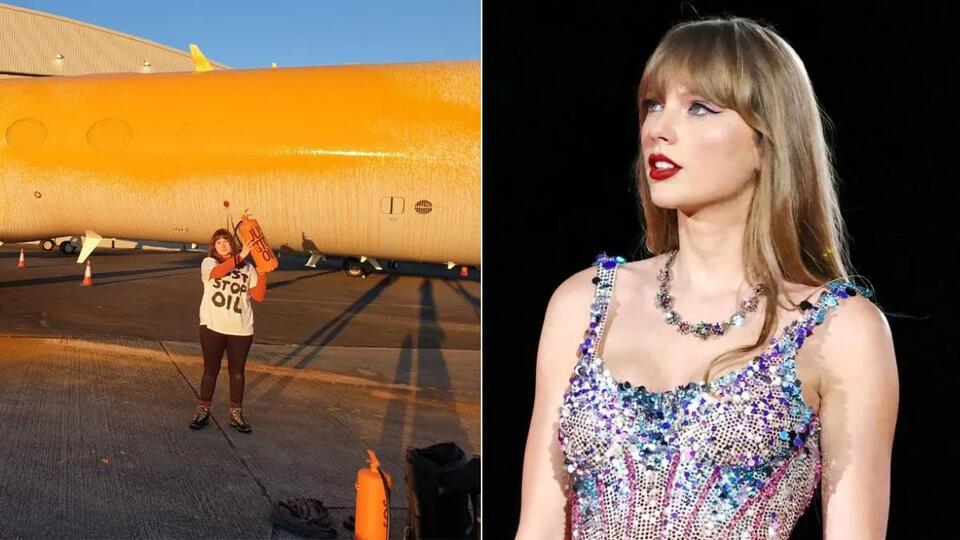 Climate Protesters Attempt to Spray Paint Taylor Swift’s Private Jet ...