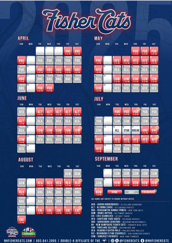 Fisher Cats 2025 schedule released - NewsBreak