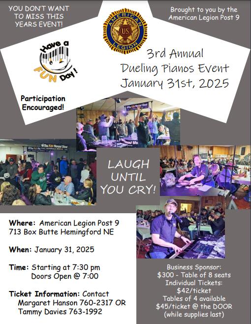 Hemingford American Legion Post 9 hosts annual Dueling Pianos Event ...