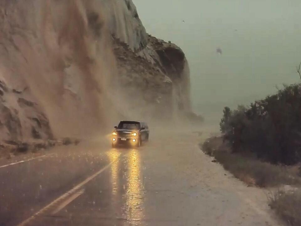 Avalanche of mud nearly takes out Utah driver: dashcam video