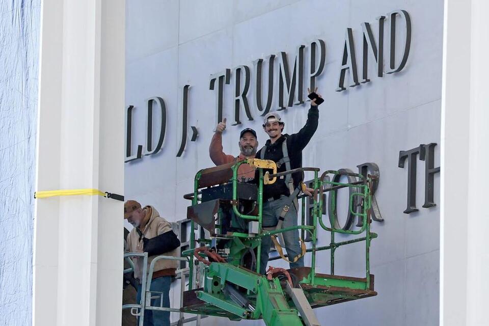 New Trump-Kennedy Center sign is affixed to building facade despite ...