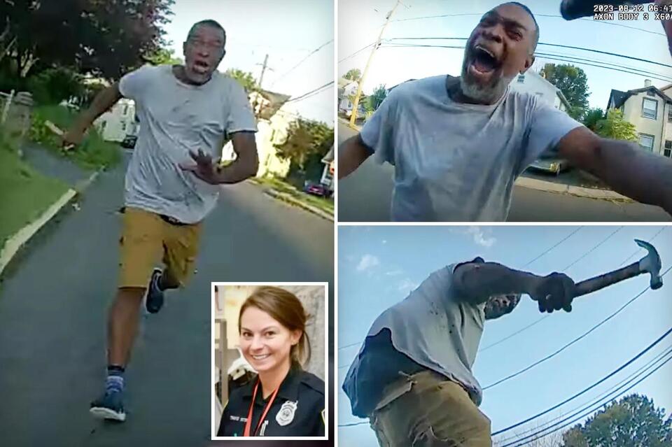 Police officer tackled, brutally attacked by hammer-wielding man ...