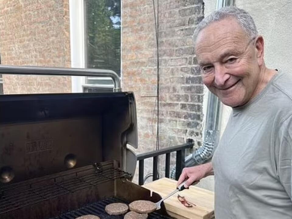 Chuck Schumer Deletes Post After Getting Ruthlessly Mocked For Psychotic Burger Grilling Technique