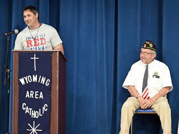 Marine address crowd at WP-Exeter Memorial Day program