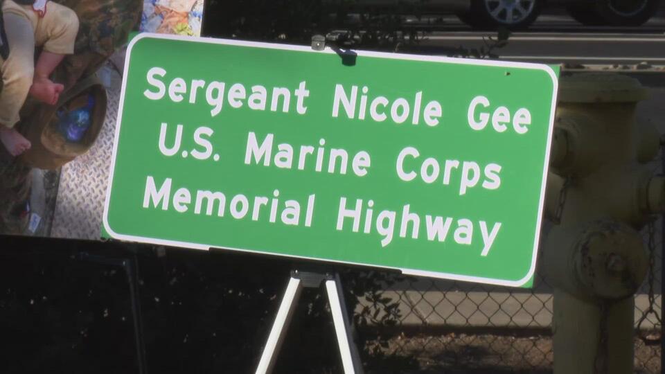 Marine Sgt. Nicole Gee remembered with sign on Interstate 80 - NewsBreak