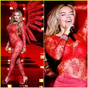 Karol G Wears Red Wings While Walking Victoria's Secret Fashion Show Runway After Performing ...