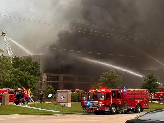 Under-construction warehouse heavily damaged by fire in Grand Prairie